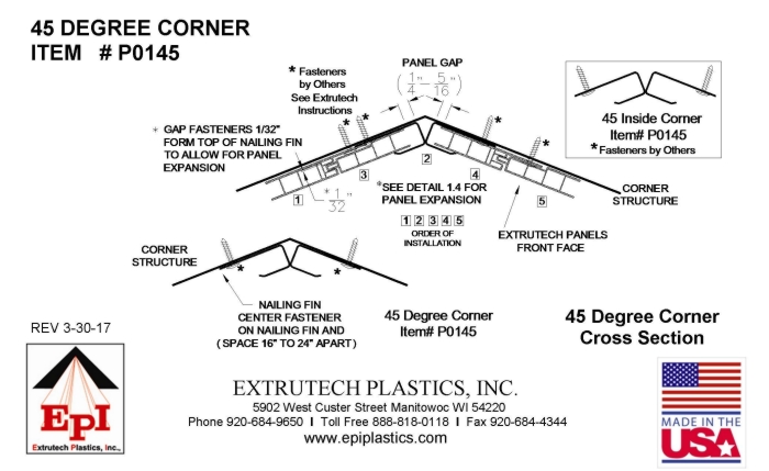 Item # P0145, 45 Degree Double-J Trim On Extrutech Plastics, Inc.